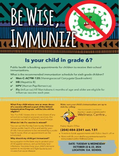 Grade 6 School Immunizations - NCN Family and Community Wellness Centre